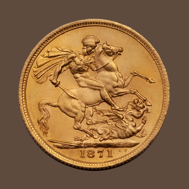 1871 Young Head St George Sovereign Sydney Mint Mint, the first year of ...