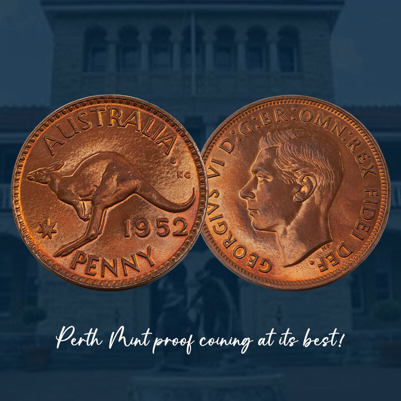 Proof 1952 Penny struck as a Coin of Record at the Perth Mint