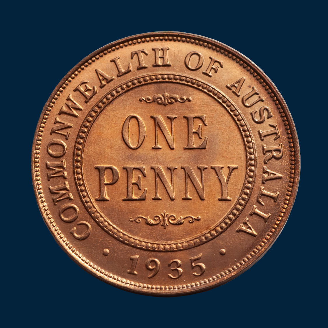 Proof 1935 Penny struck at the Melbourne Mint