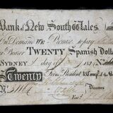 Bank of New South Wales, Twenty Spanish Dollars, issued 1 January 1824