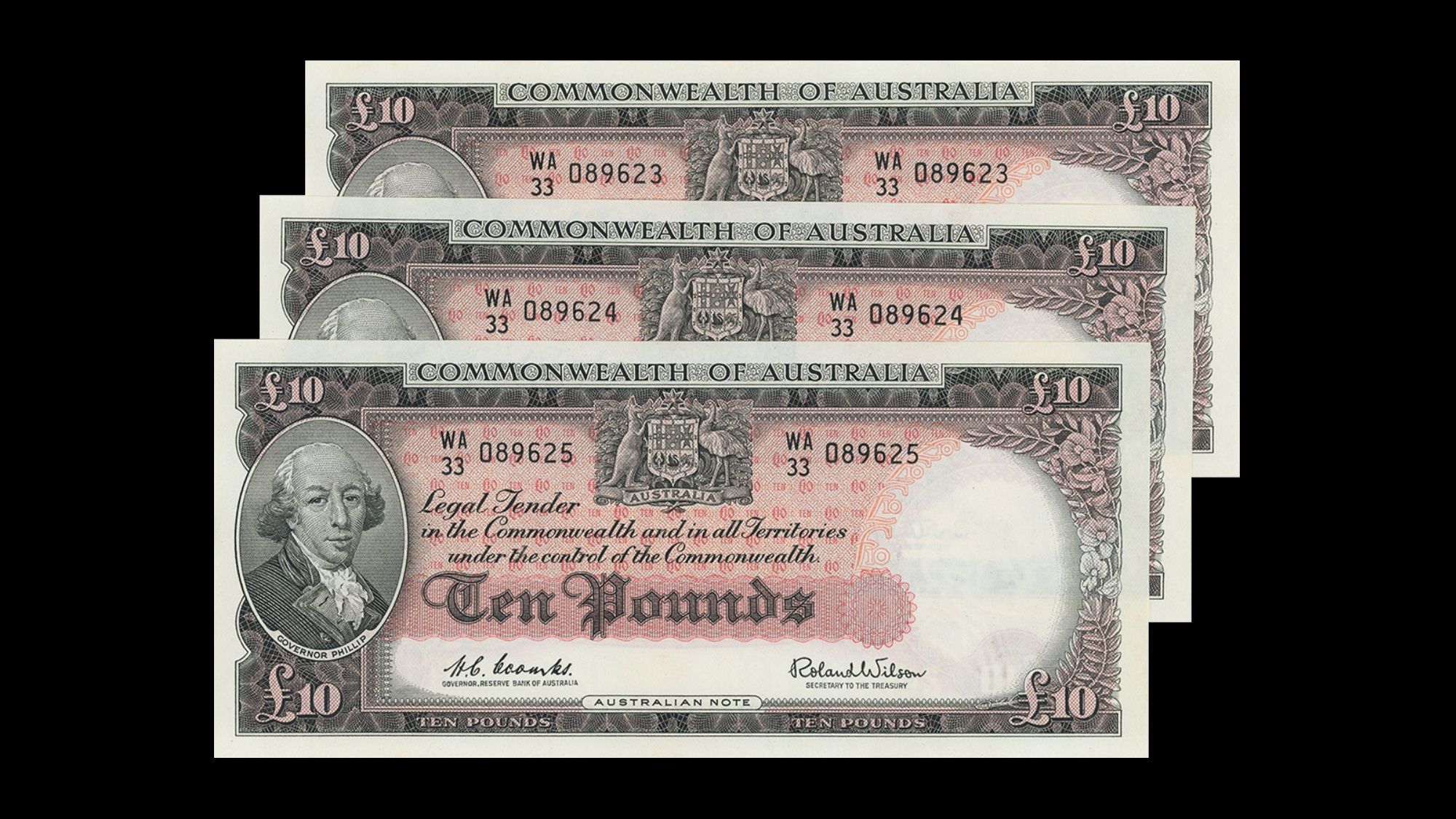 Trio of pre decimal banknotes