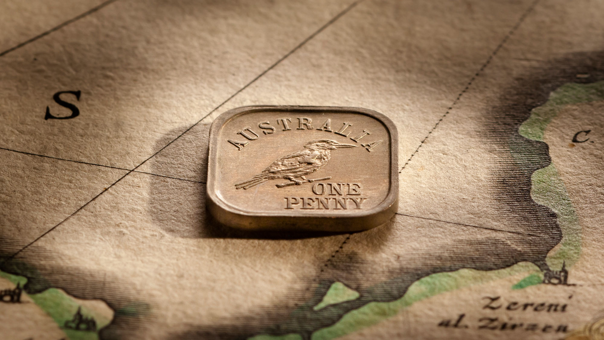 1920 Kookaburra Square Penny design type 9, also known as the 'Square ...