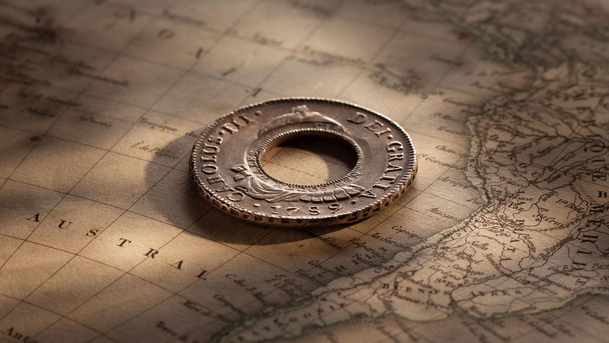 1813 Holey Dollar, created from a Lima Mint Spanish Silver Dollar ...