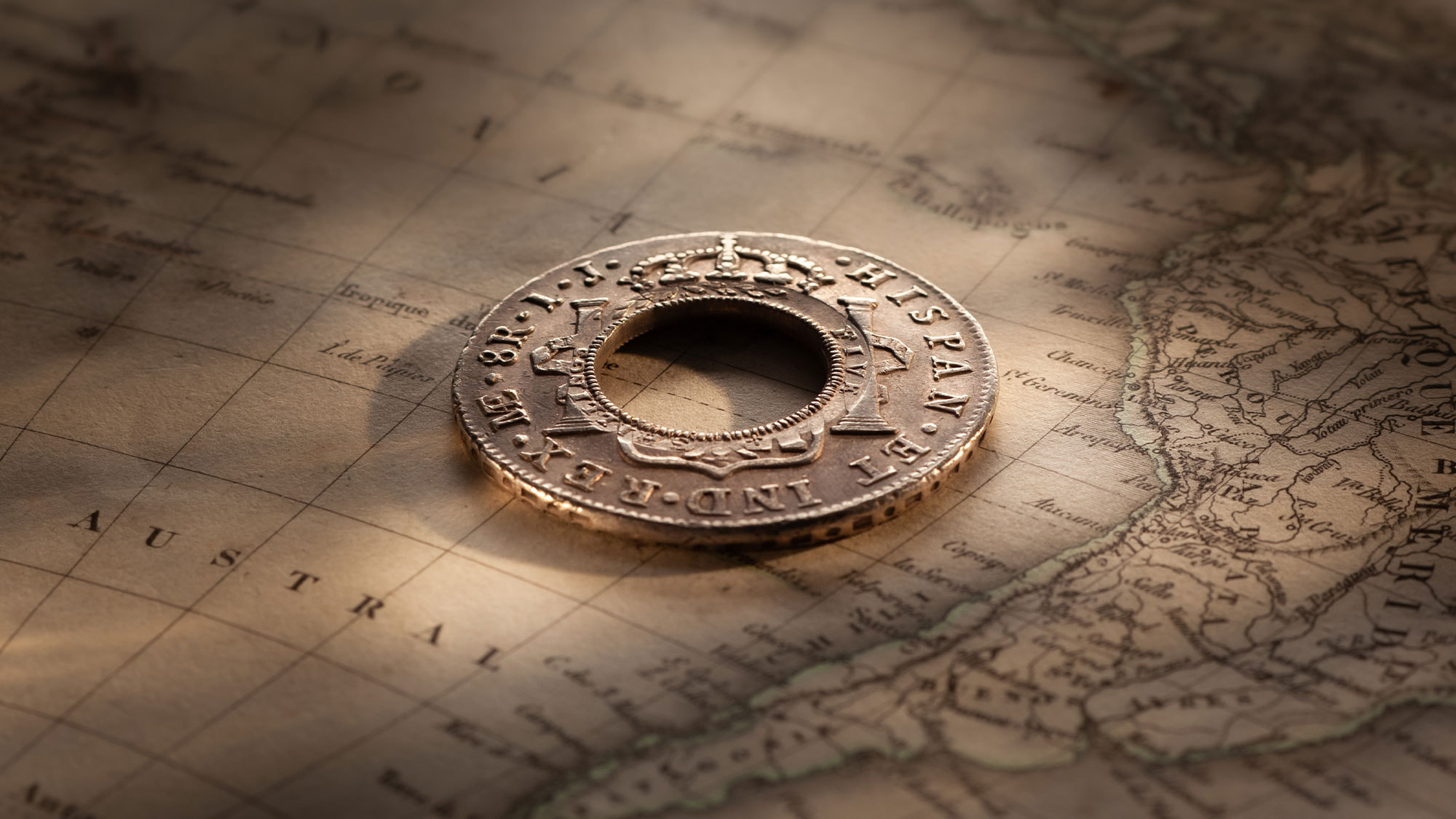1813 Holey Dollar, created from a Lima Mint Spanish Silver Dollar ...