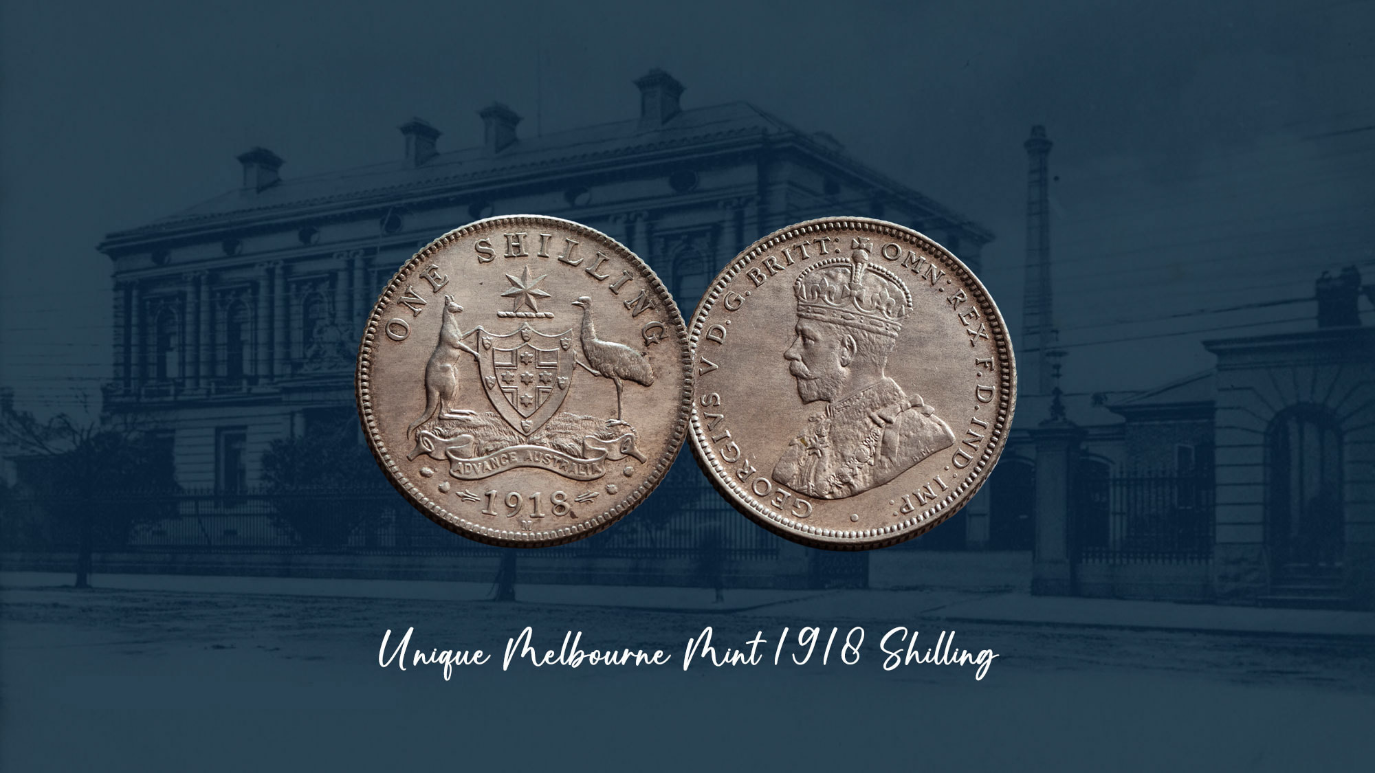 Unique 1918 Shilling struck in .500 silver, the only known example held ...
