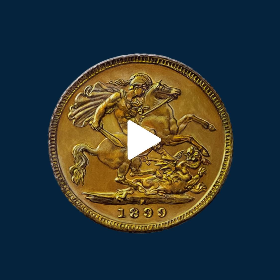 A fine art pencil drawing of the unique 1899 Perth Mint Proof Half ...