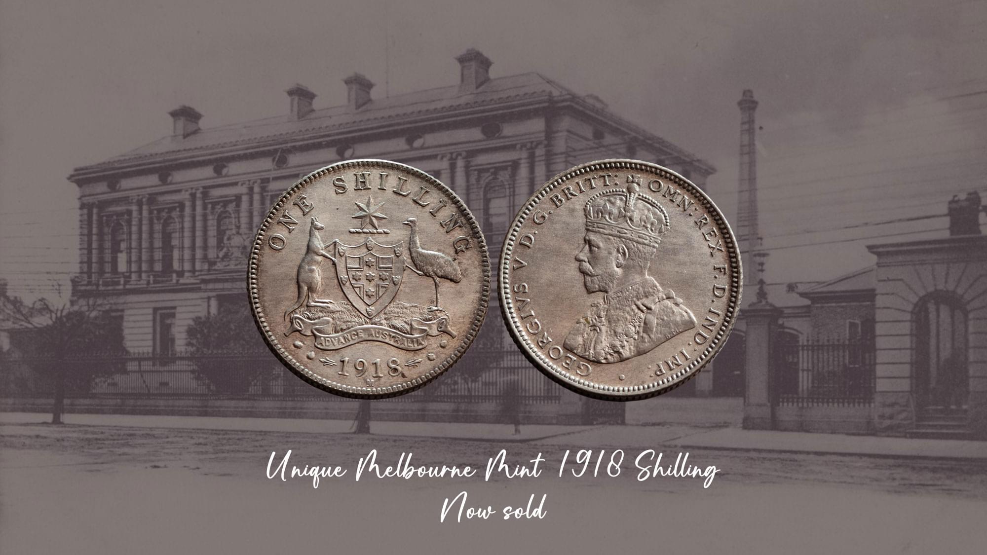 Unique 1918 Shilling struck in .500 silver, the only example available ...